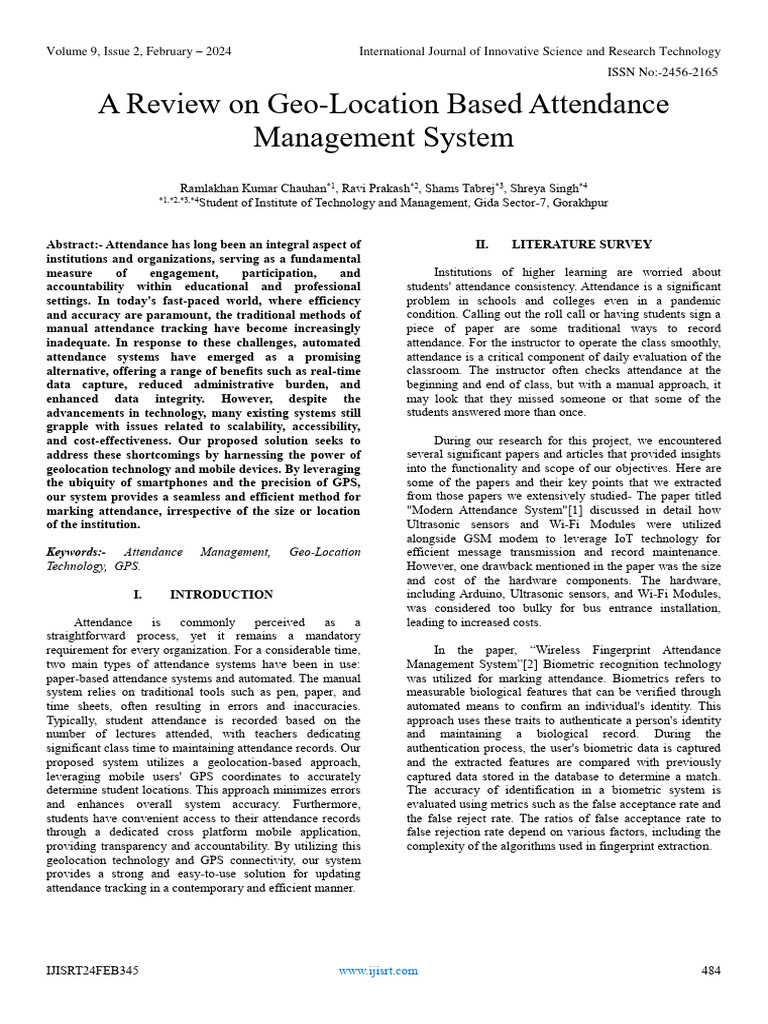 A Review on Geo-Location Based Attendance Management System | PDF ... A Review on Geo-Location Based Attendance Management System | PDF ...