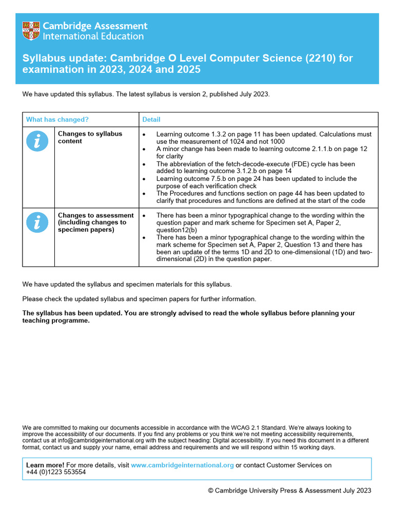 O Level-Syllabus-Update | PDF | Scheme (Programming Language) | Accessibility