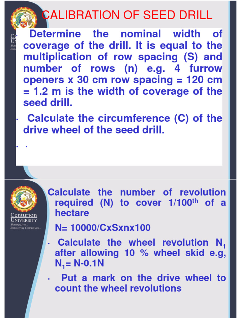 3.4 Calibration of A Seed Drill and Solved Examples | PDF 3.4 Calibration of A Seed Drill and Solved Examples | PDF