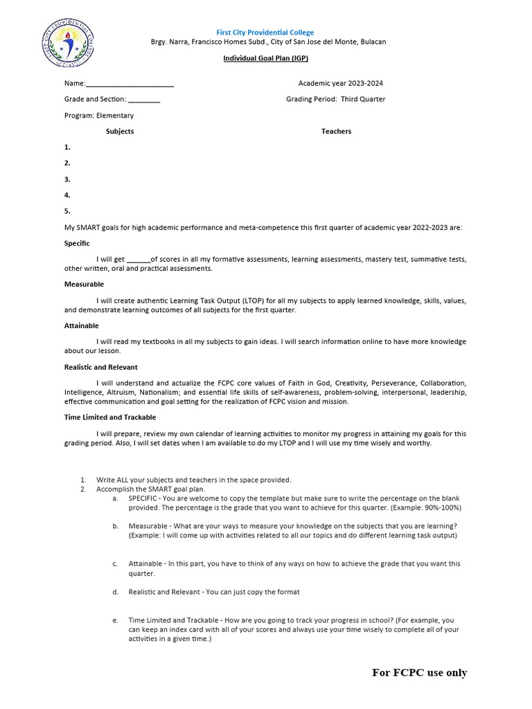 IGP Format | PDF | Behavioural Sciences | Education Theory