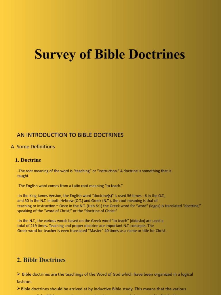 Overview of Bible Doctrines | PDF