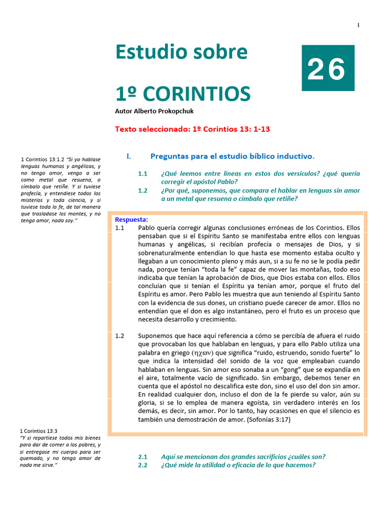 1 Corintios 26 | PDF | Amor | Primera epístola a los corintios