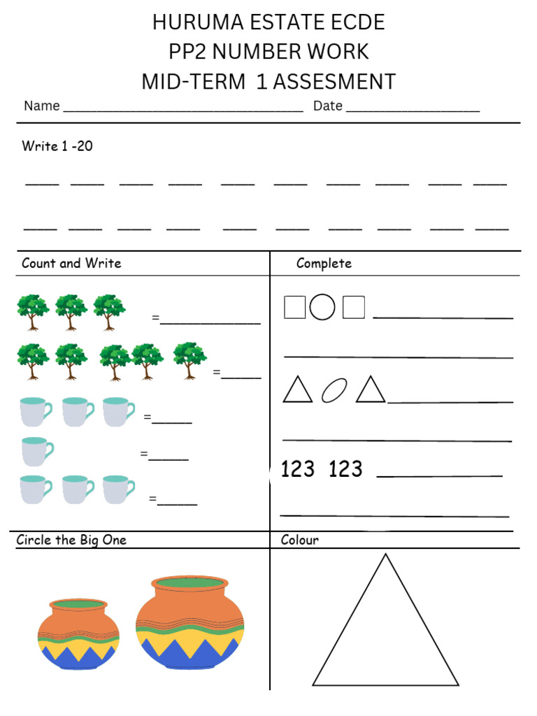 Huruma Estate ECDE Mid Term 1 Assesment | PDF