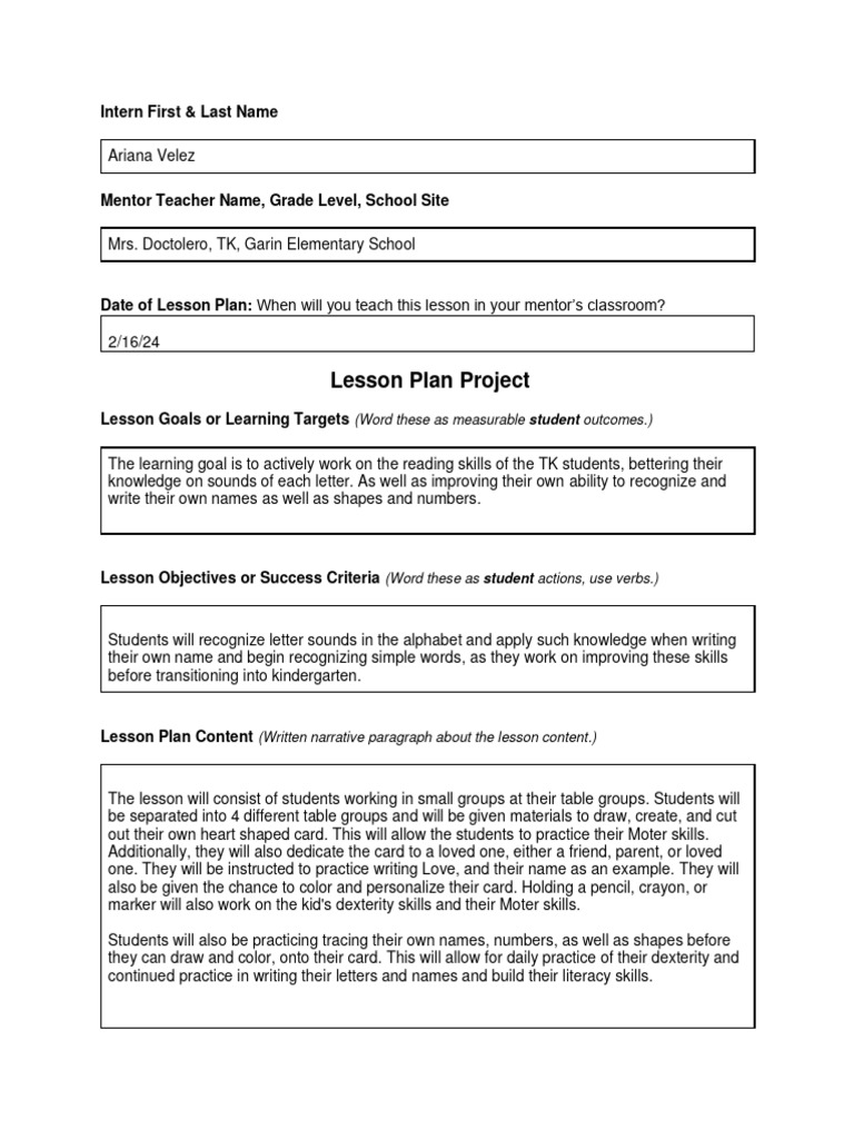 Internship Ccss Lesson Plan Template 4 | PDF | Lesson Plan | Cognitive ...