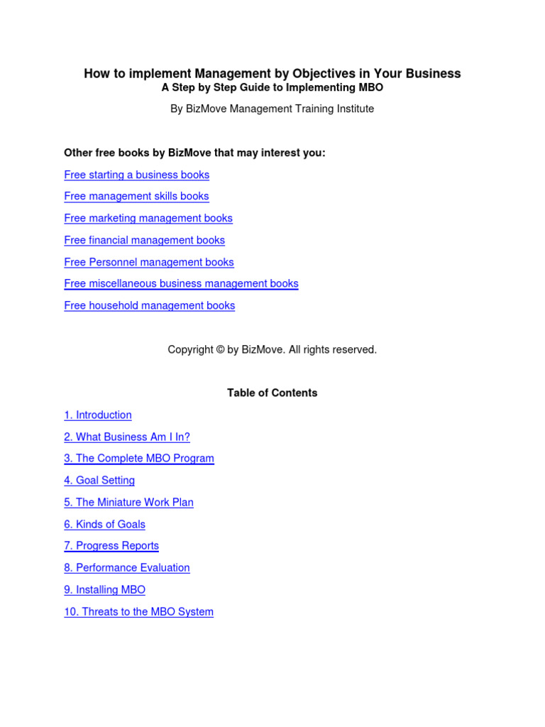 How To Implement Management by Objectives | PDF | Goal | Goal Setting