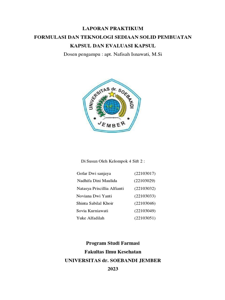 Laprak Solida Kapsul (Kel 4 Shift 2) | PDF