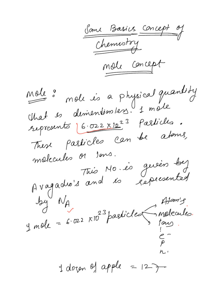 Some Basics Concepts of Chemistry Tim | PDF | Mole (Unit) | Concentration Some Basics Concepts of Chemistry Tim | PDF | Mole (Unit) | Concentration