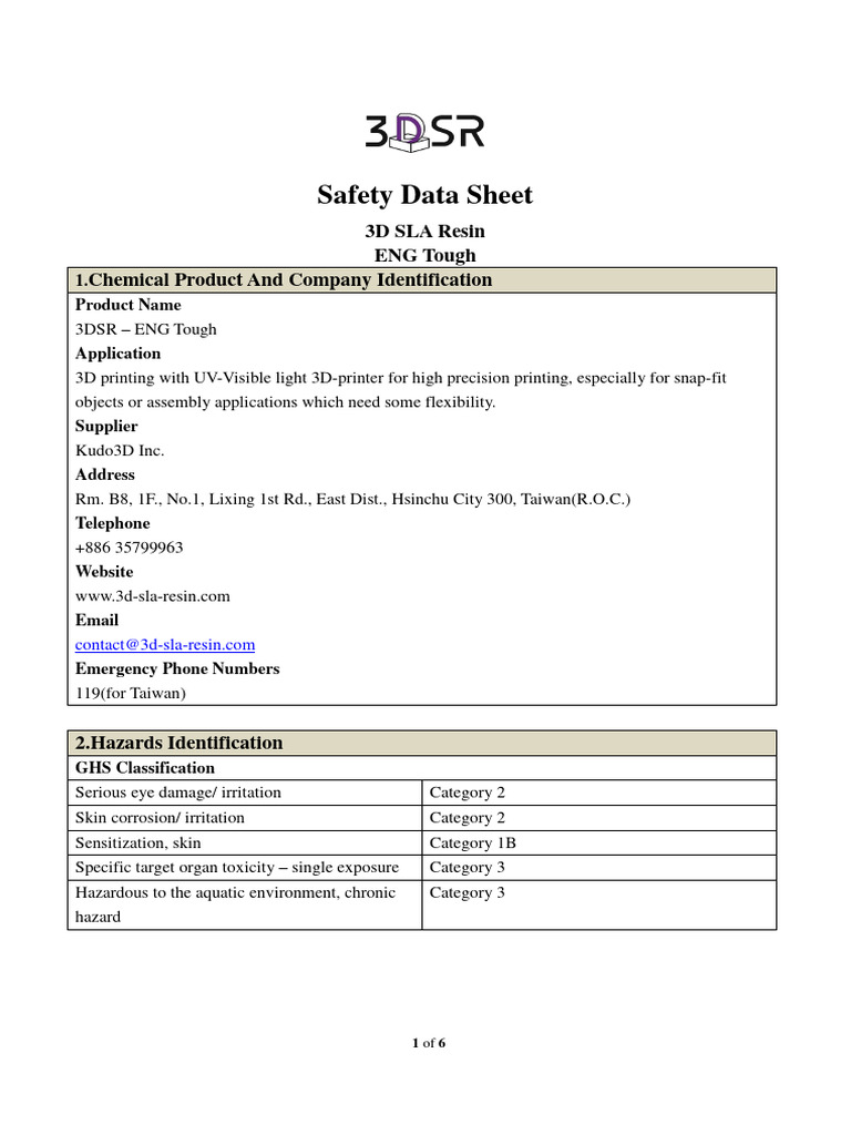 Resin MSDS 2 | PDF | Dangerous Goods | Occupational Safety And Health