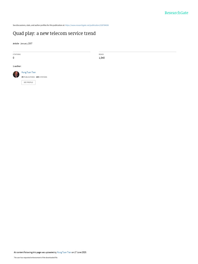 Quad Play | PDF | Voice Over Ip | Ip Multimedia Subsystem