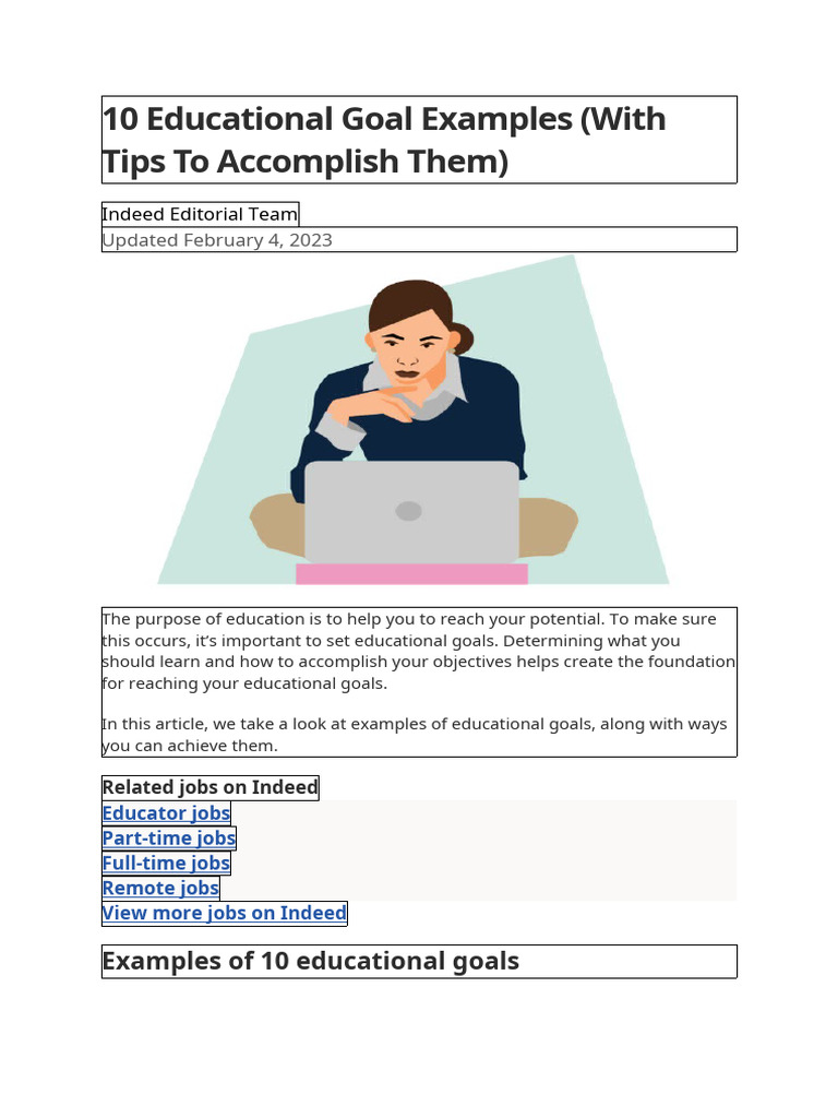 10 Examples of Educational Goals | PDF | Goal | Thought