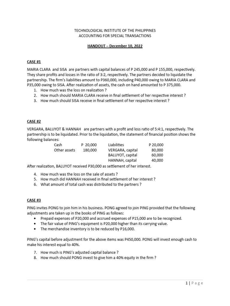 Finals Handout | PDF | Equity (Finance) | Debt