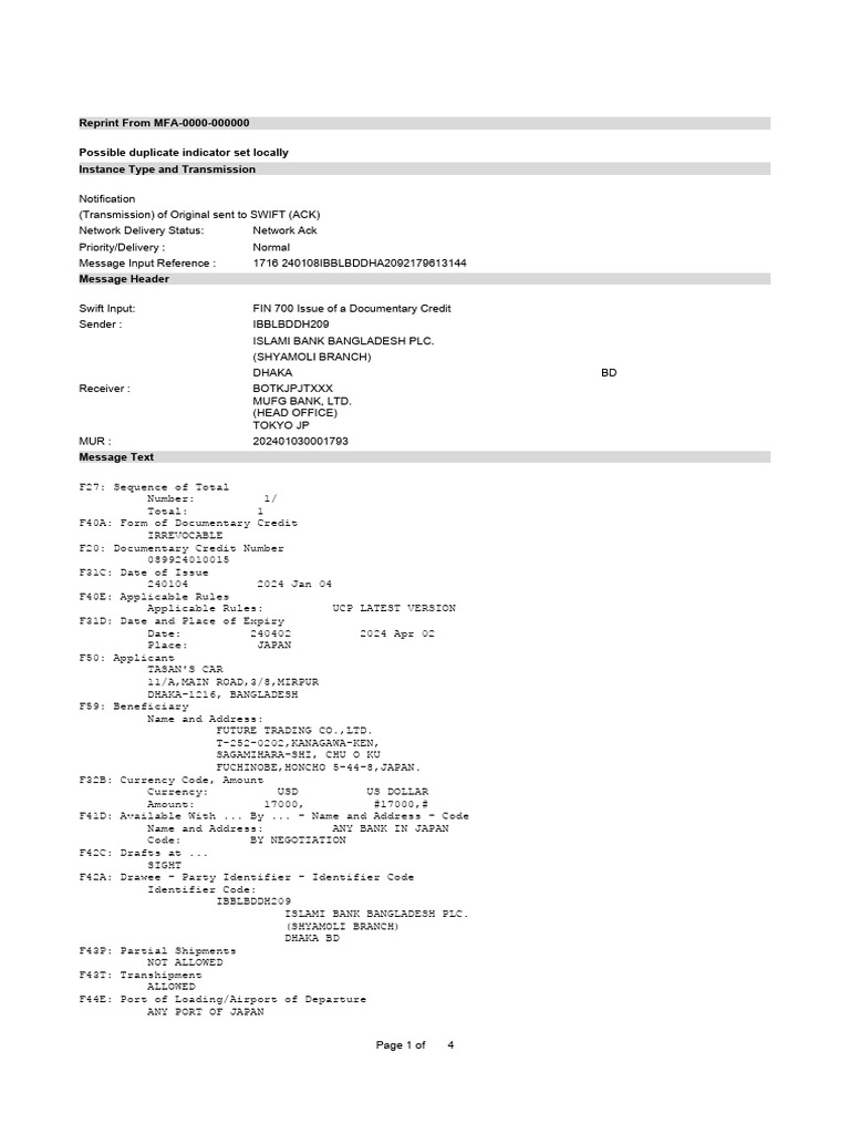 LC Issue (Swift) - 240131 - 142055-1 | PDF | Transmission Control ...
