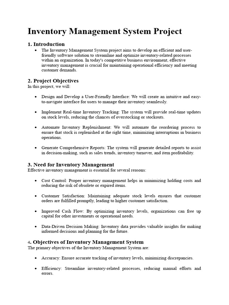 Inventory Management System Project | PDF | Inventory | Automation Inventory Management System Project | PDF | Inventory | Automation