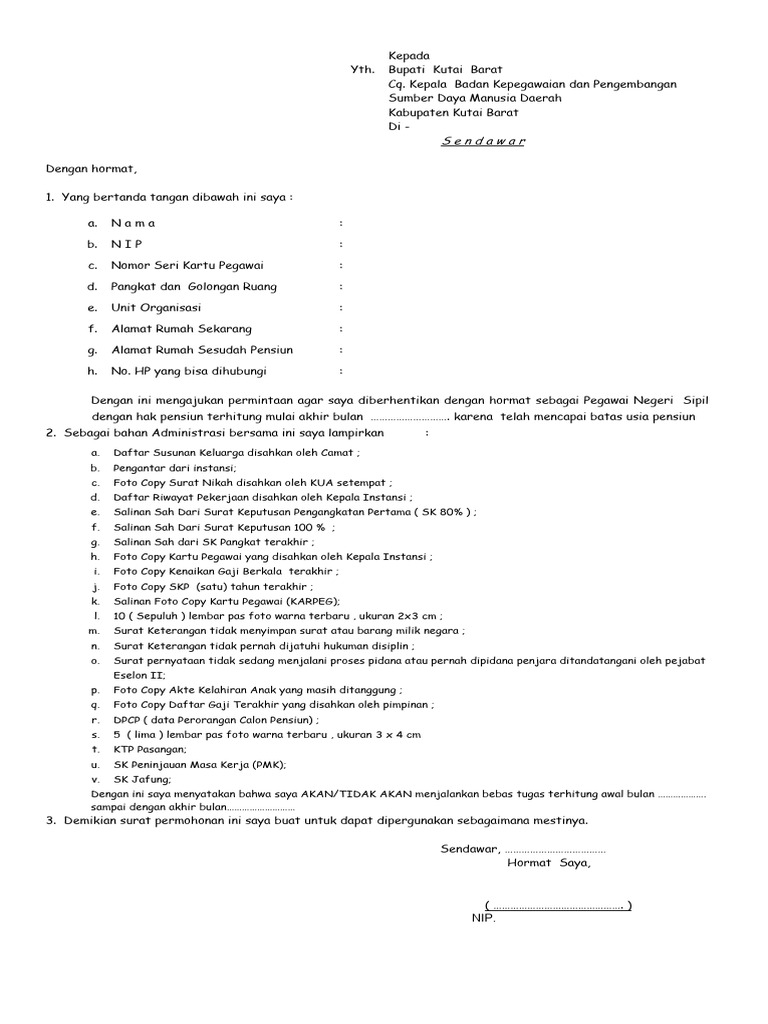 Permohonan Pensiun Bup | PDF