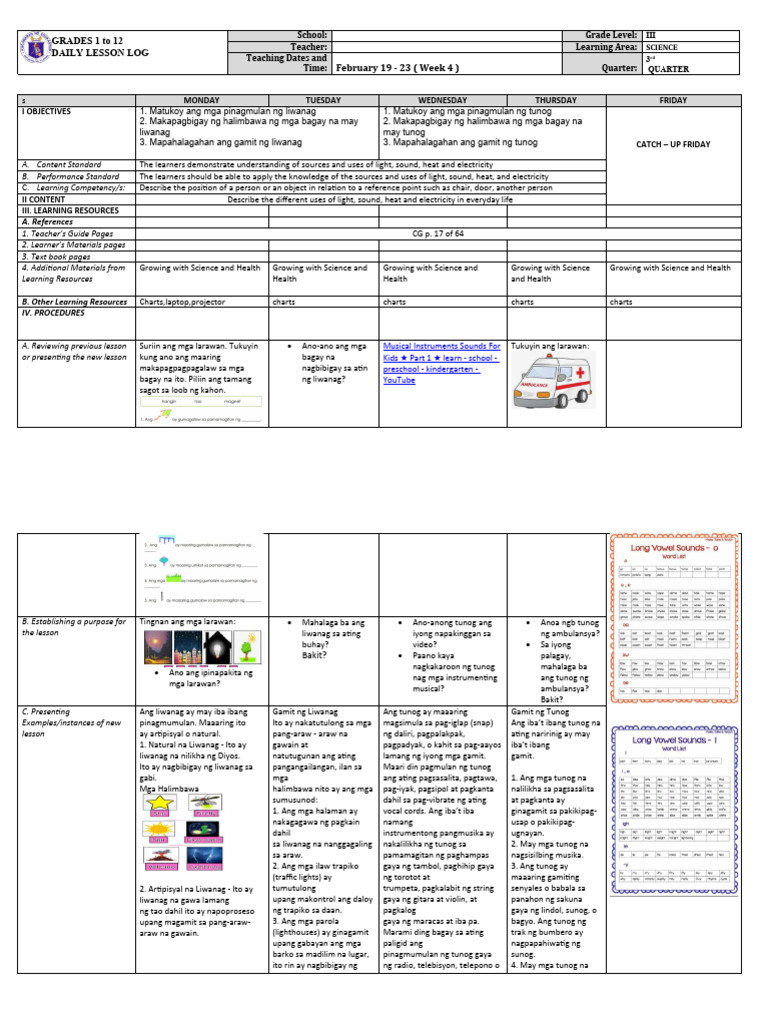 DLL - Science 3 - Q3 - W4 | PDF