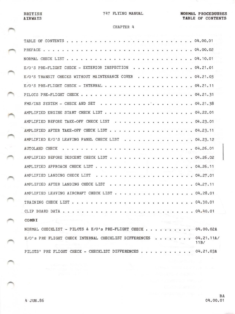 BA 747 Normal Procedures | PDF