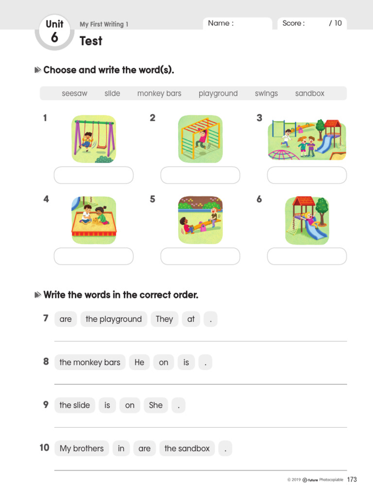 My First Writing 1-Unit 6 Test | PDF