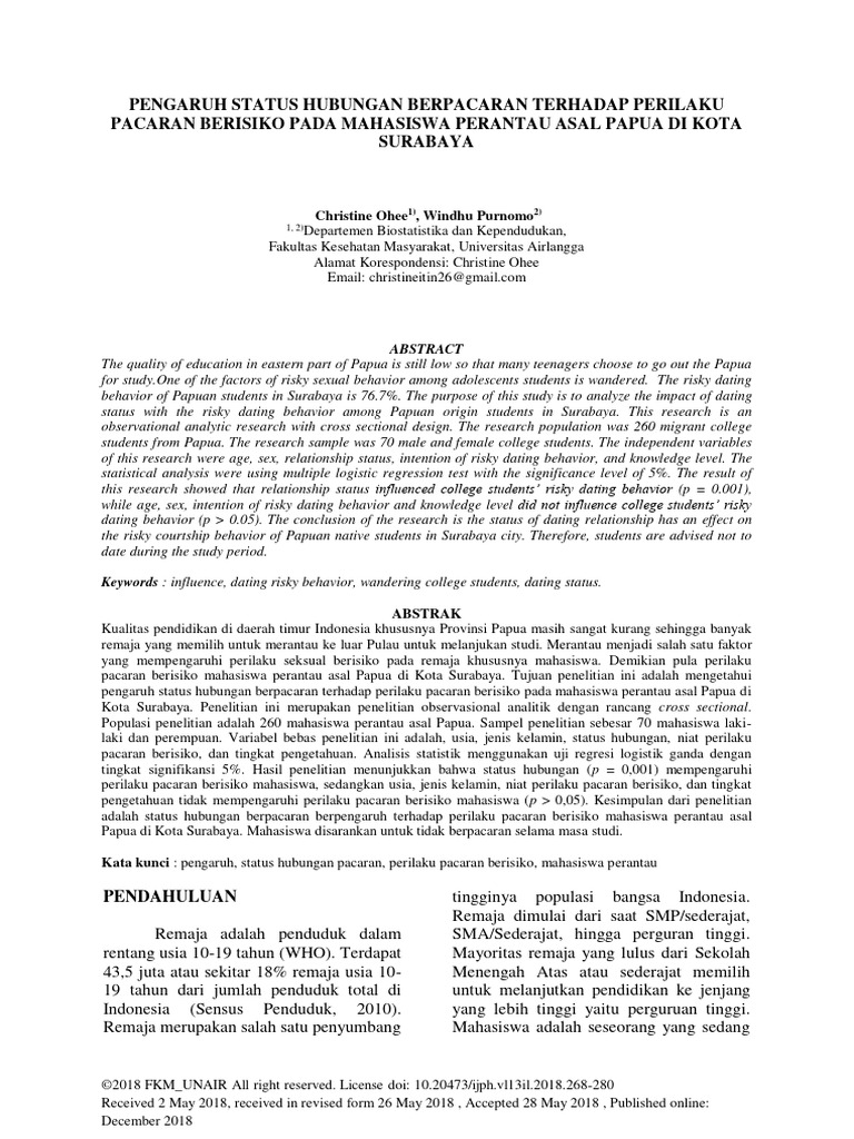 Pengaruh Status Hubungan Berpacaran Terhadap Peril | PDF | Methodology ...