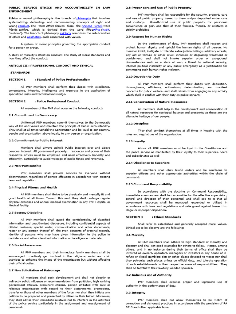 2 Public Service Ethics and Accountability in Law Enforcement | PDF ...
