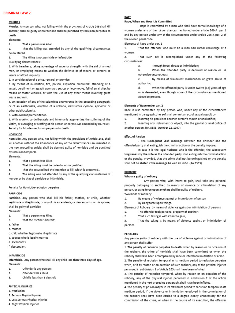 1 - The Revised Penal Code (Book 2) | PDF | Defamation | Robbery
