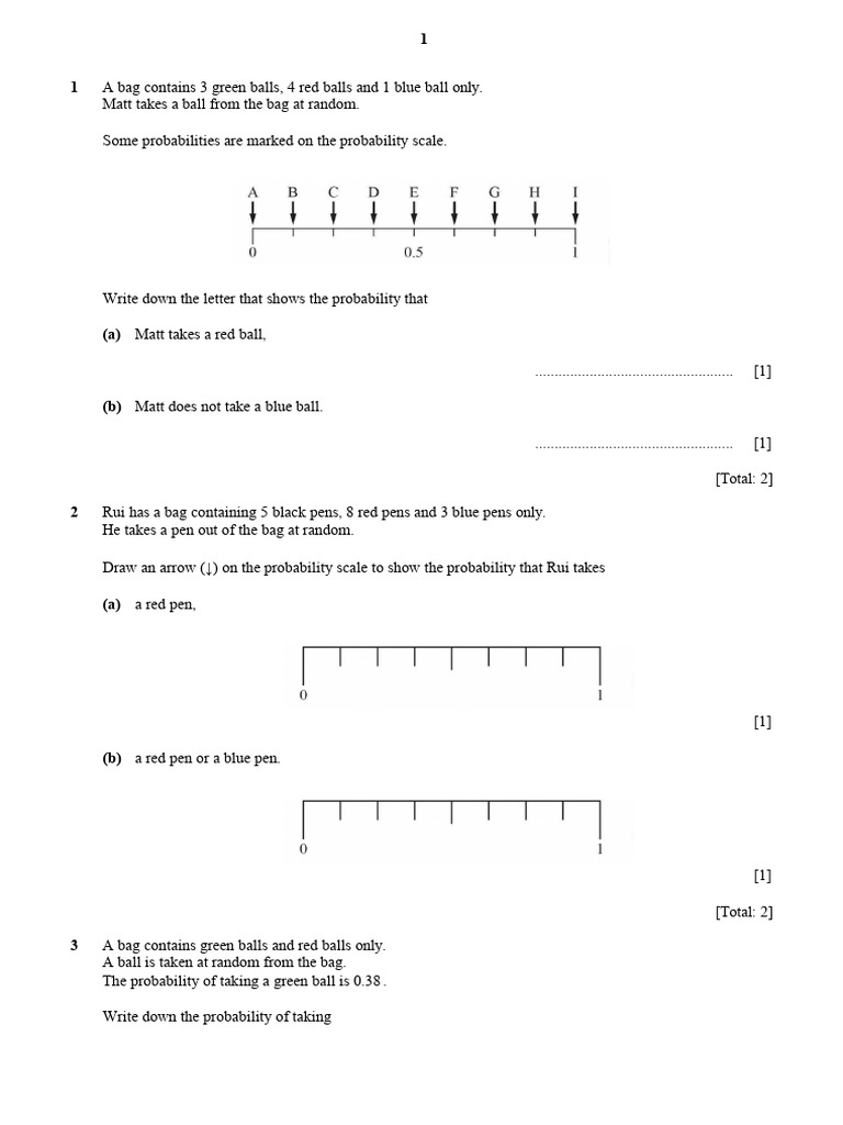 Understand and Use The Probability scale-WS 1 | PDF