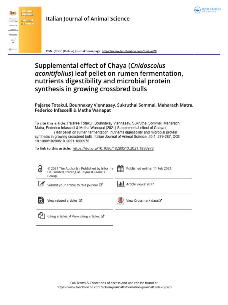 Chaya Leaf Pellet Effects on Bull Digestion | PDF
