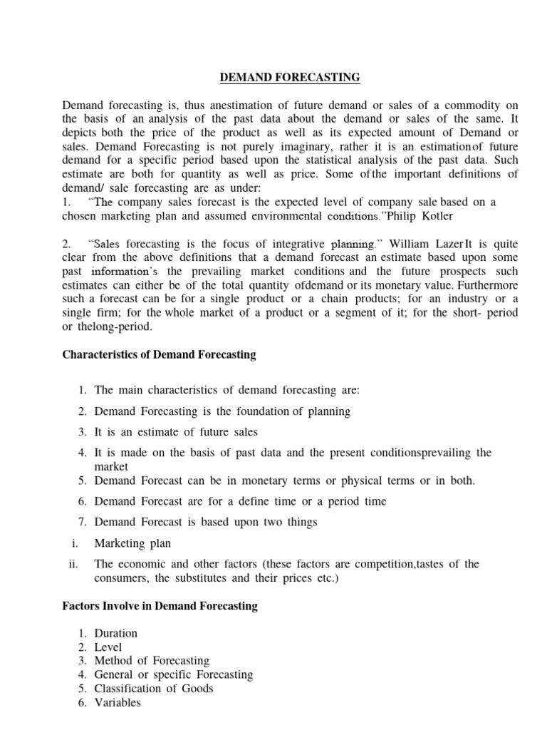 Demand Forecasting Download Free Pdf Forecasting Demand