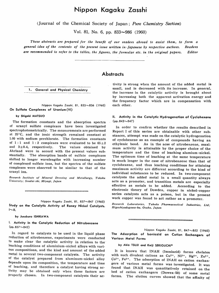 Nippon Kagaku Zasshi | PDF | Adsorption | Acid