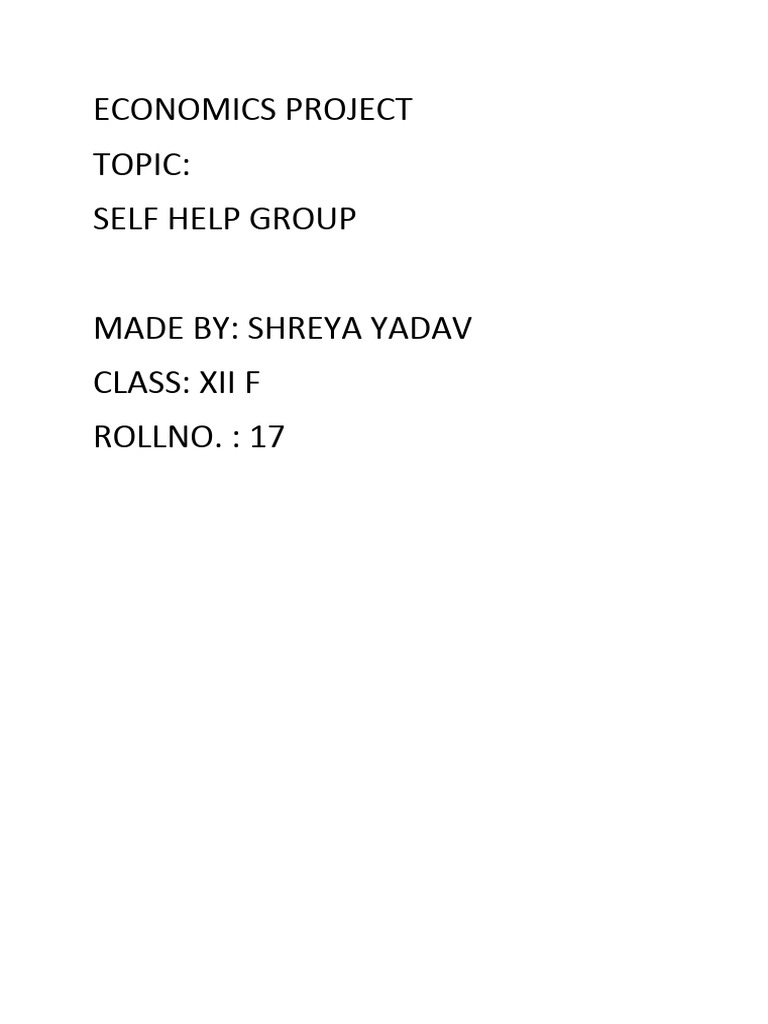 SHG Project | PDF | Empowerment | Microfinance