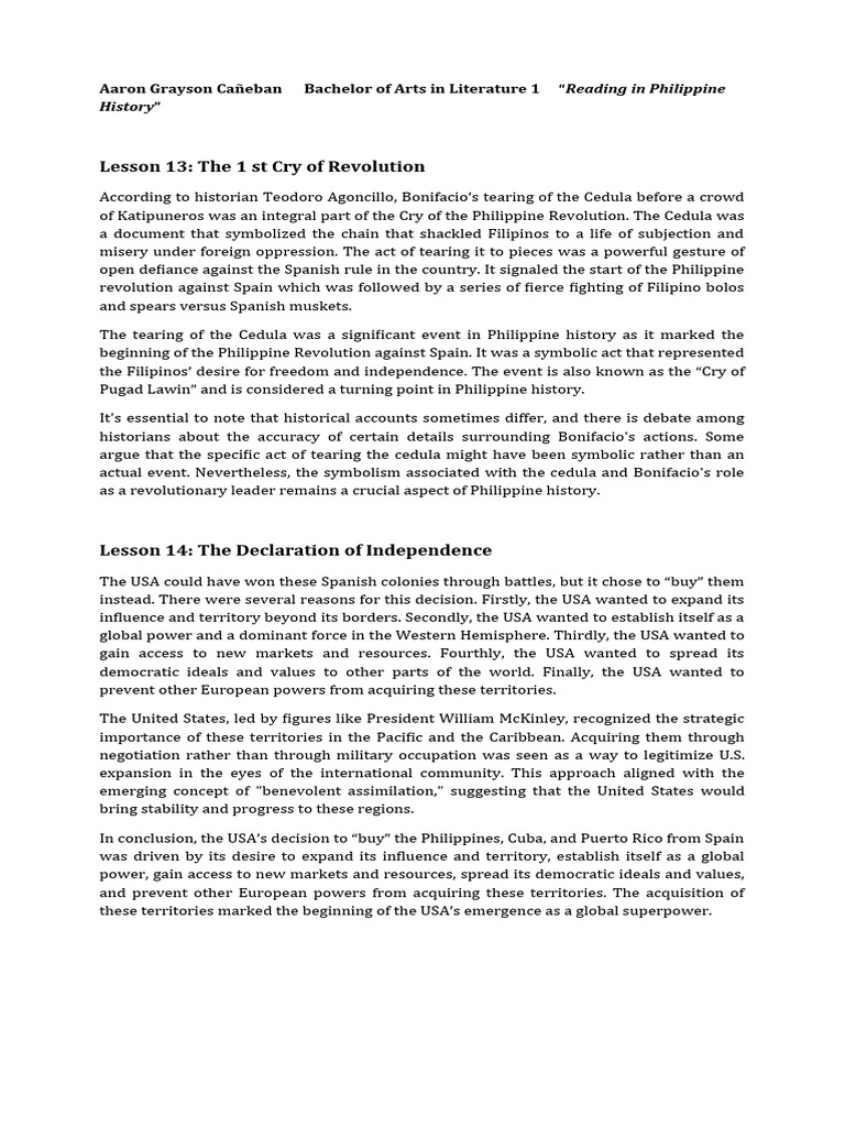 Aaron Grayson Cañeban RPH 2 | Download Free PDF | The United States ...