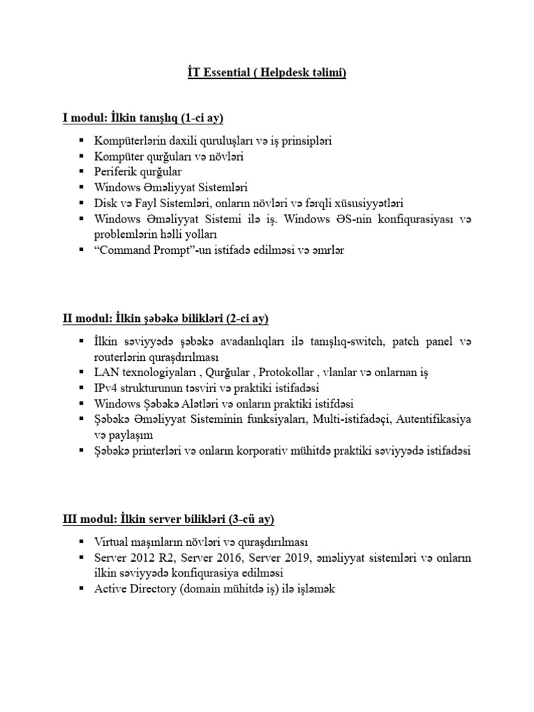 İT Essential Helpdesk Təlim Manual | PDF