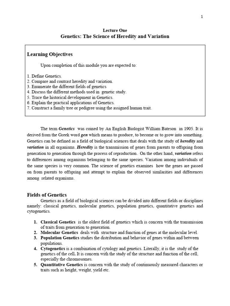 Genetics: Heredity and Variation Overview | PDF | Genetics | Twin
