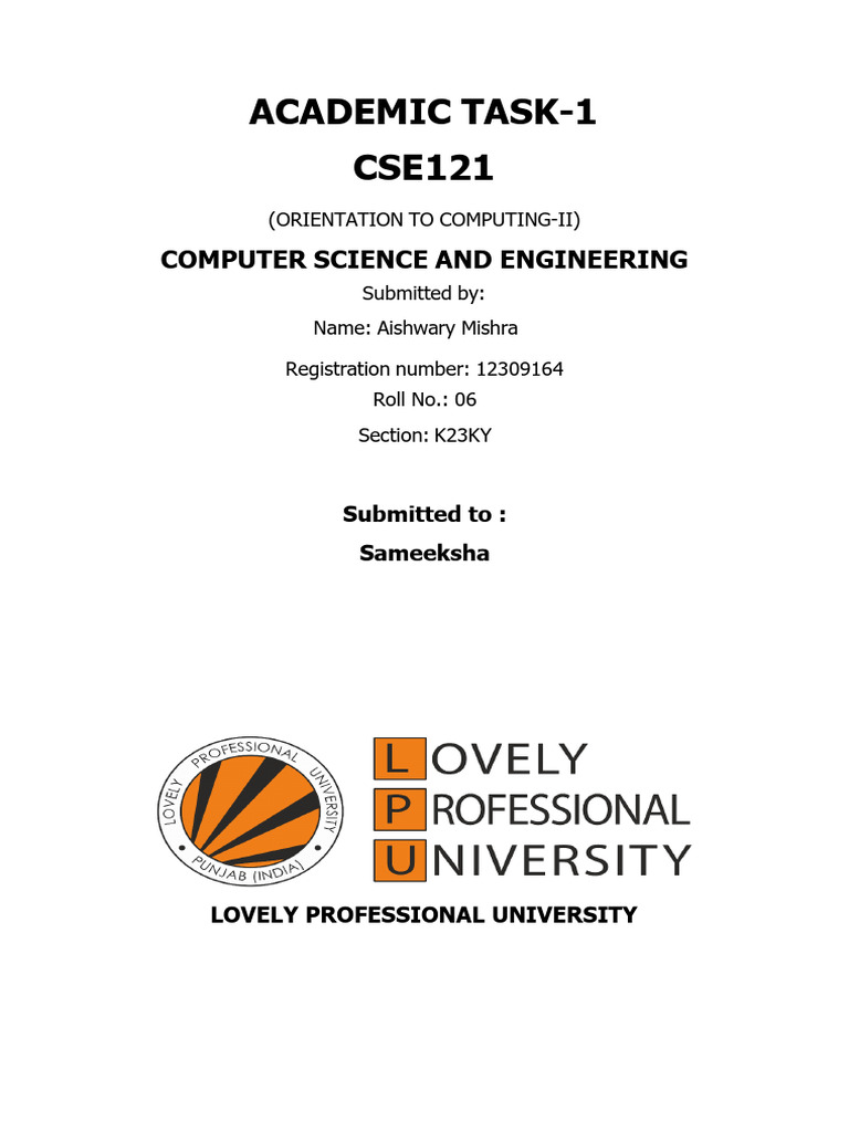 Cse121 Ca1 Lpu | PDF