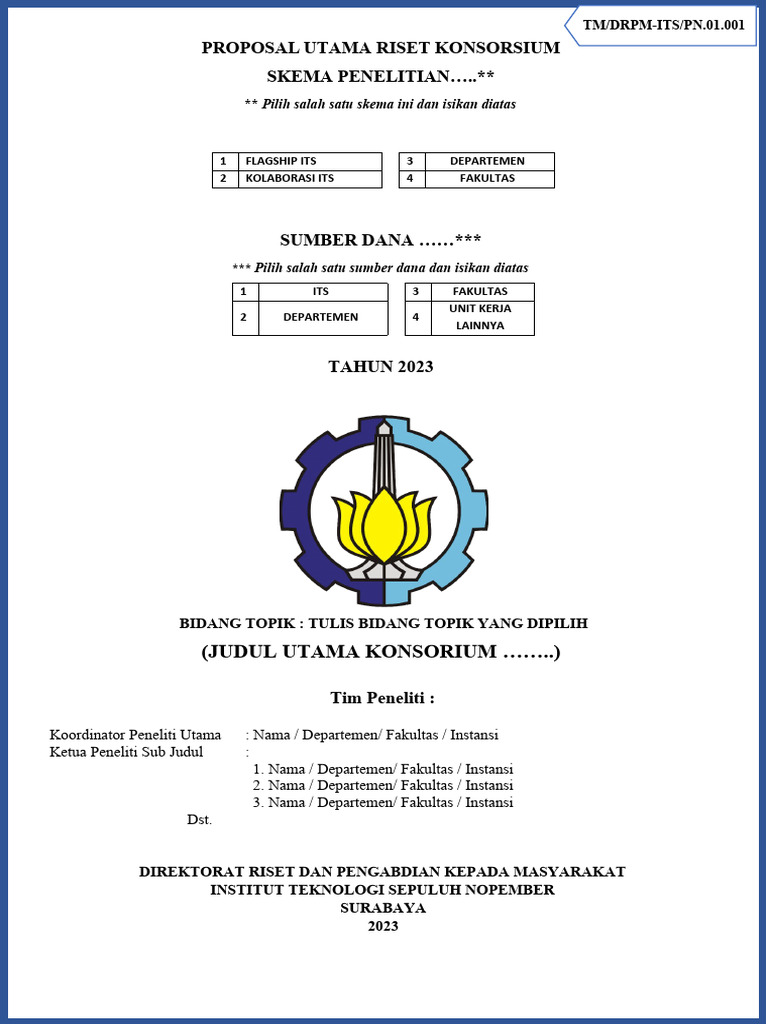 Template Proposal Utama Riset Konsorsium - TM - DRPM ITS - PN - .01.001 ...