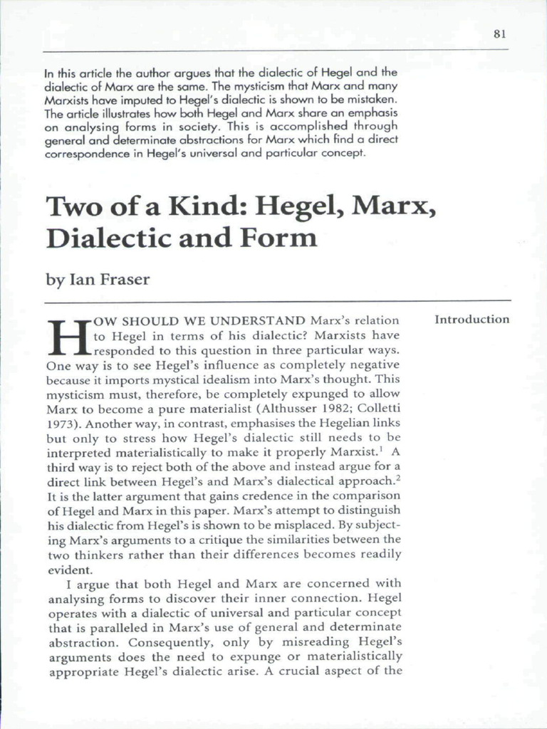 Hegel and Marx: Dialectical Unity | PDF | Dialectic | Georg Wilhelm ...