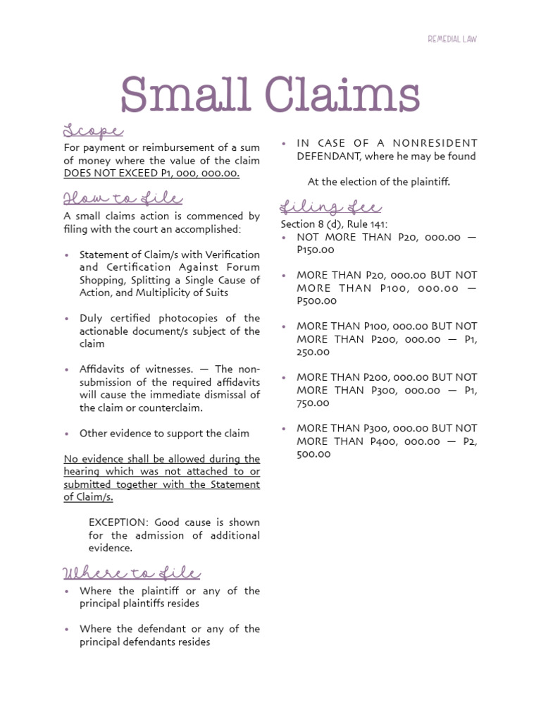 Small Claims | PDF | Legal Procedure | Judiciaries