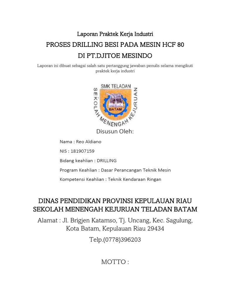 Proses Drilling di PT. Djitoe Mesindo | PDF