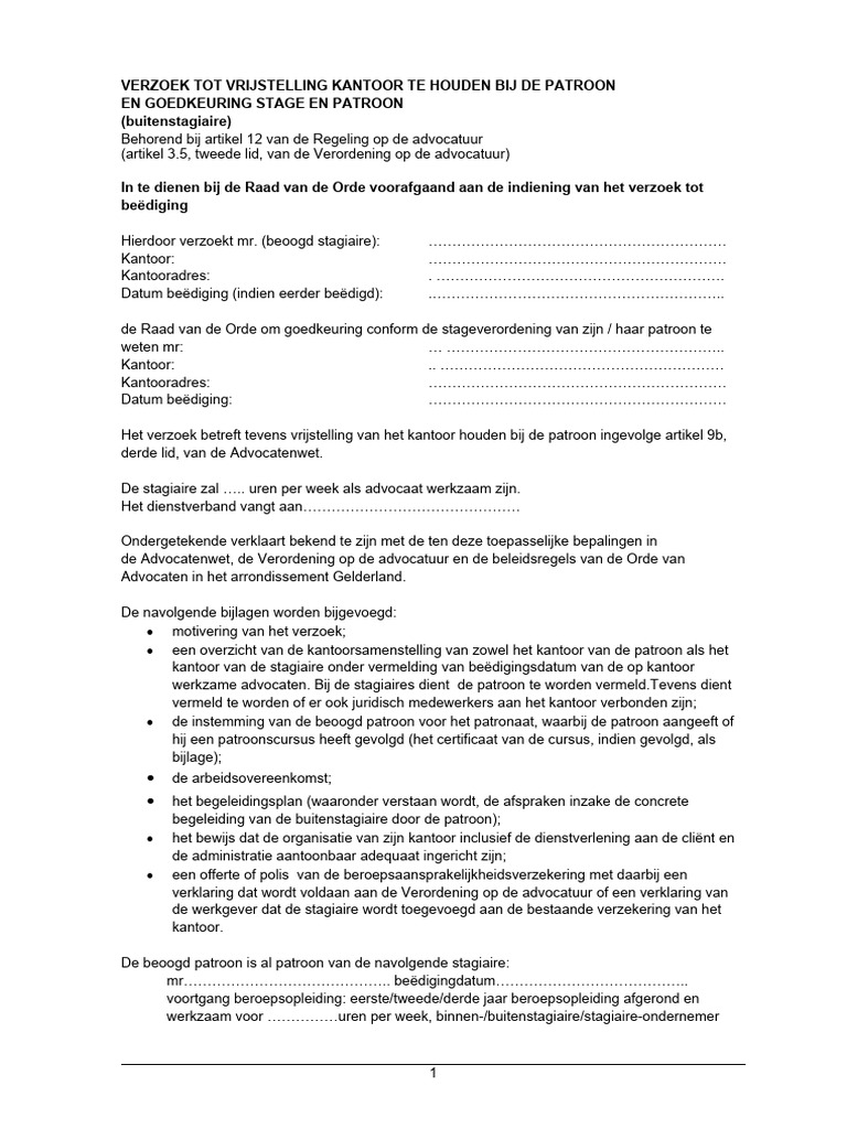 1b.form Goedkeuring Stage en Patronaat - Buitenstagiaire | PDF
