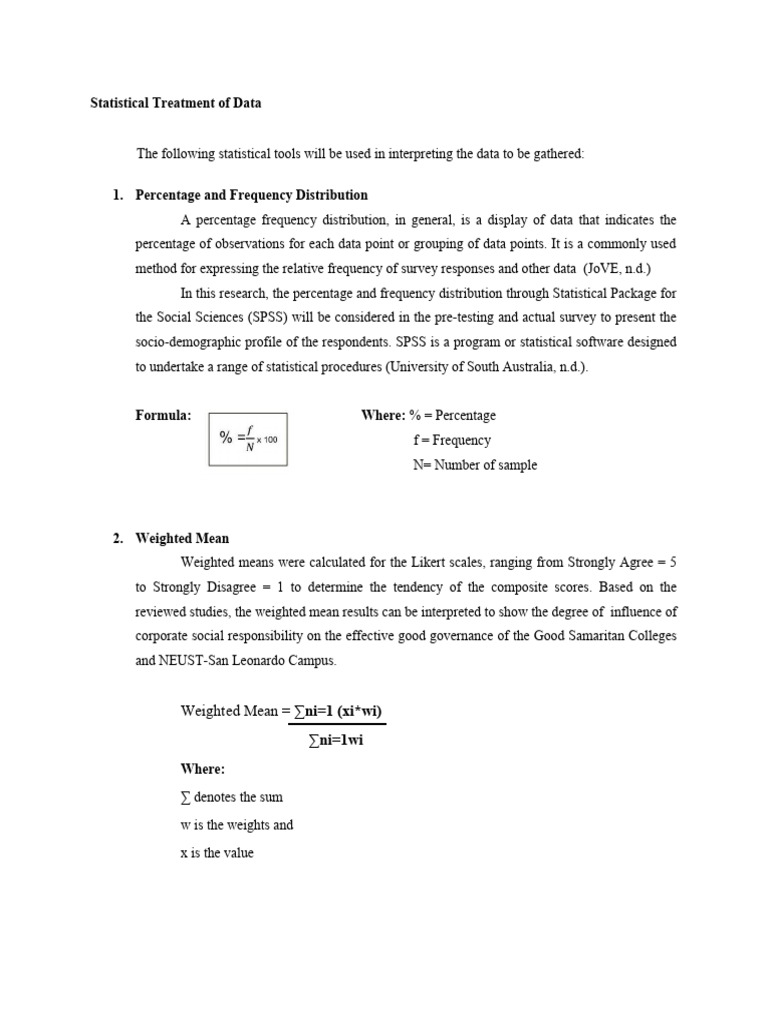 Statistical Treatment of Data Sample | PDF