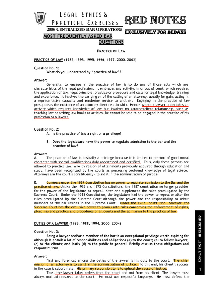 Legal Ethics Red Notes | Download Free PDF | Chess Theory | Chess