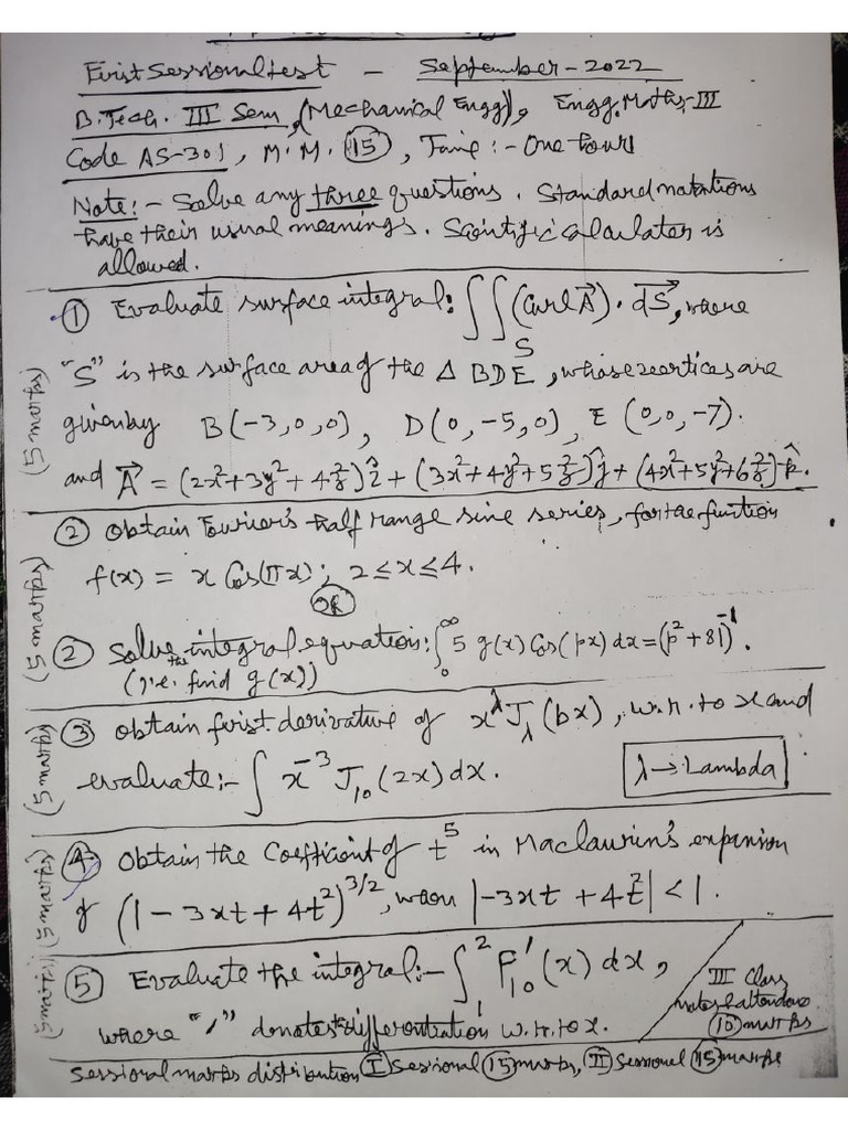 3rd Sem All Papers (Mech) Engineering | PDF