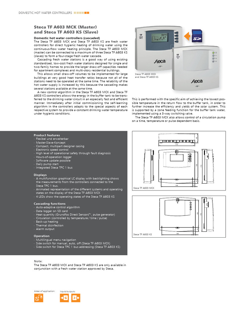 Steca TF A603 Water Controller Guide | PDF | Water Heating | Water