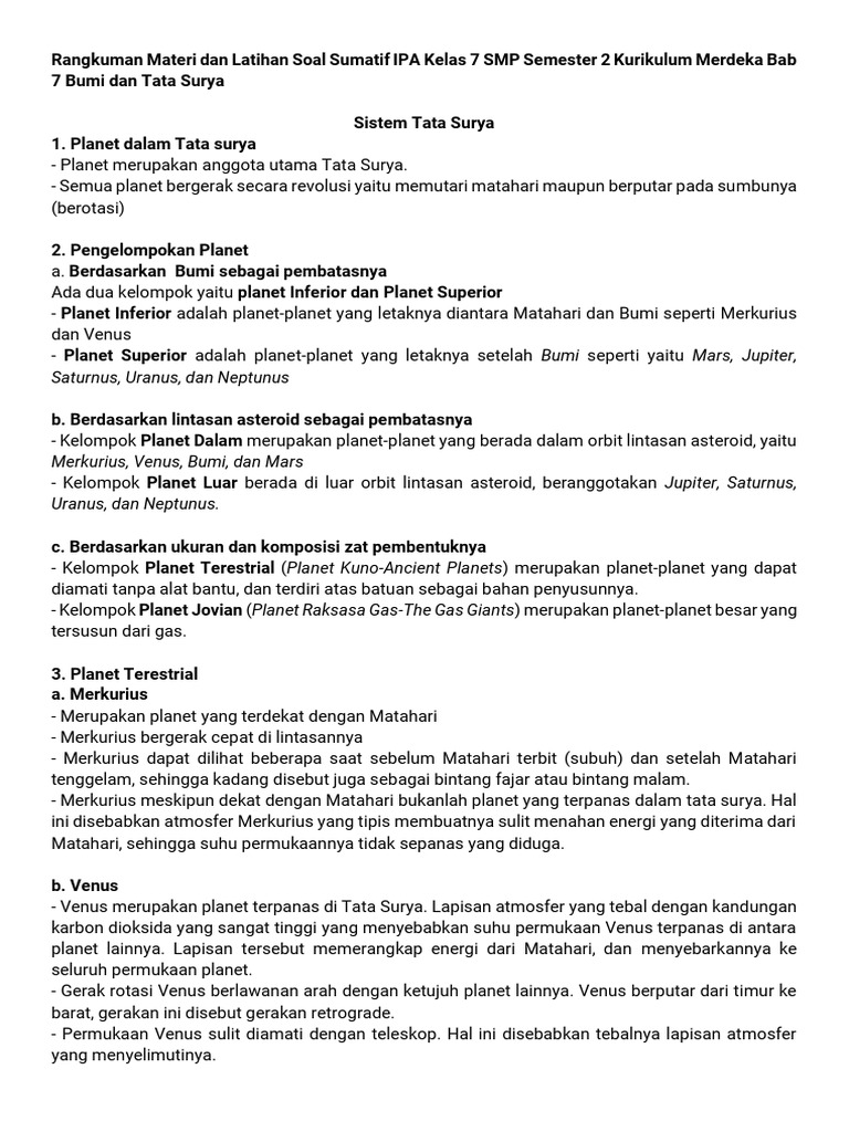 Rangkuman Materi Dan Latihan Soal Sumatif IPA Kelas 7 SMP Semester 2 Kurikulum Merdeka Bab 7 ...