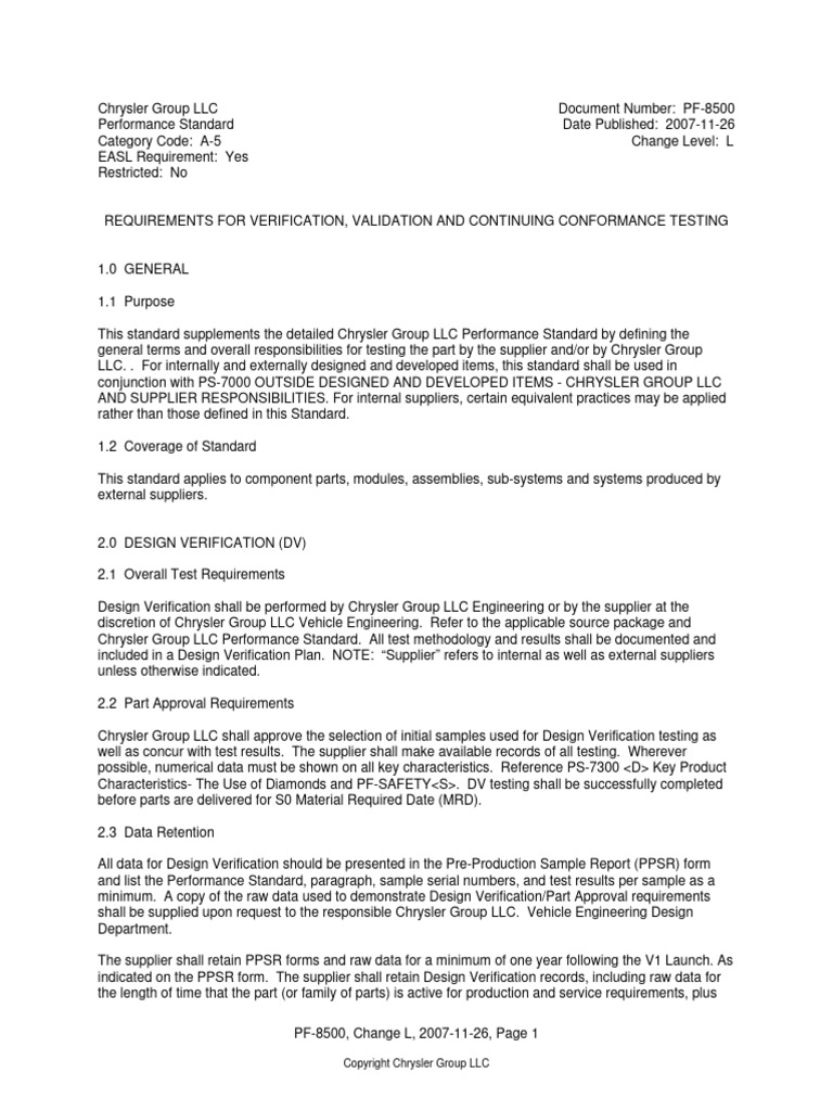 PF 8500 | PDF | Reliability Engineering | Verification And Validation