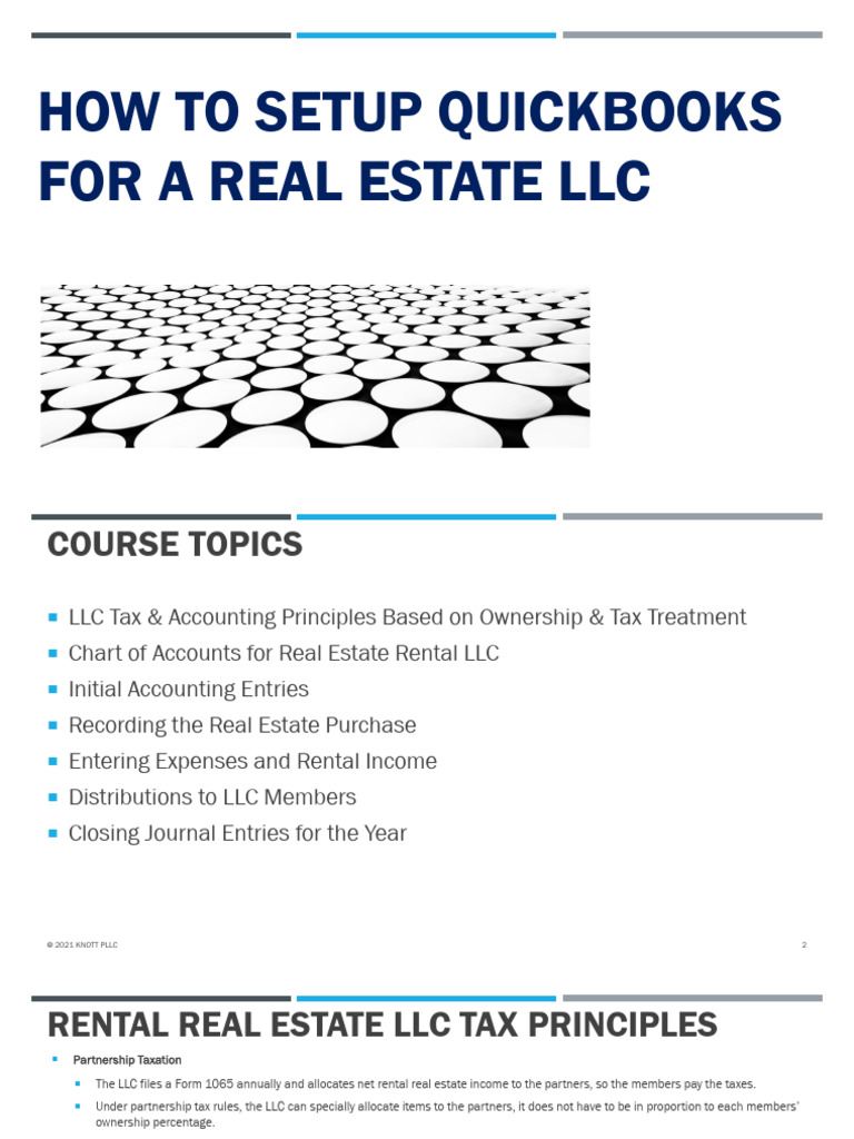 How To Setup Quickbooks For A Real Estate LLC | PDF | Debits And ...