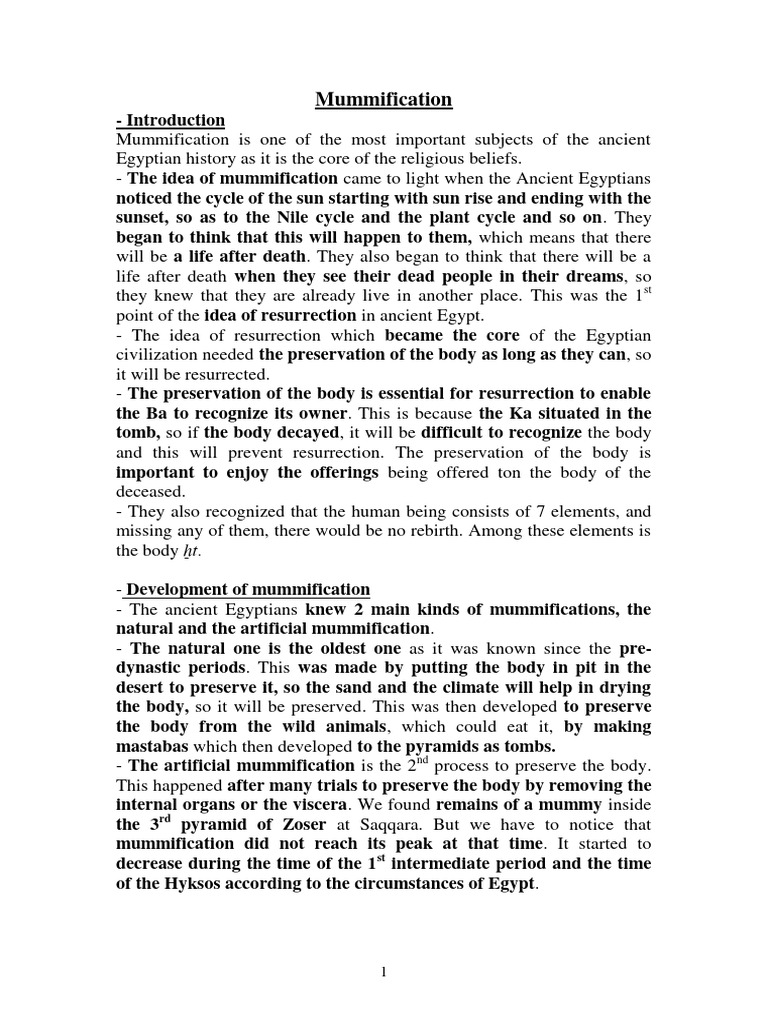 Mummification | PDF | Mummy | Ancient Egyptian Religion