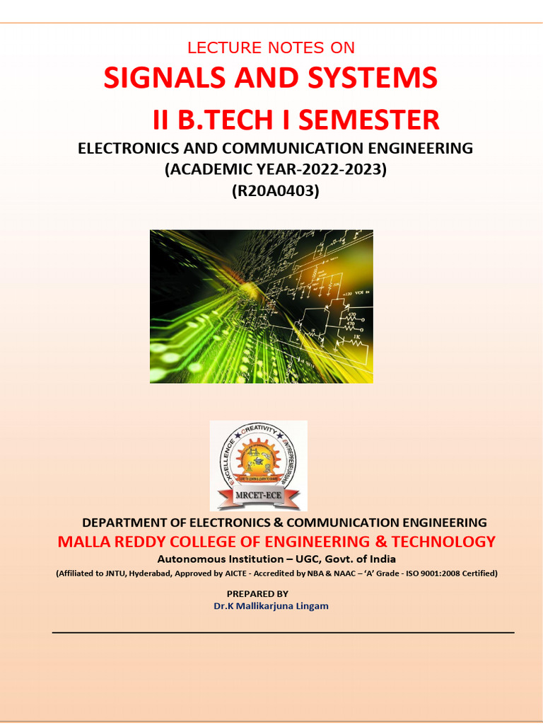 Signals & Systems Lecture Guide | PDF | Laplace Transform | Convolution