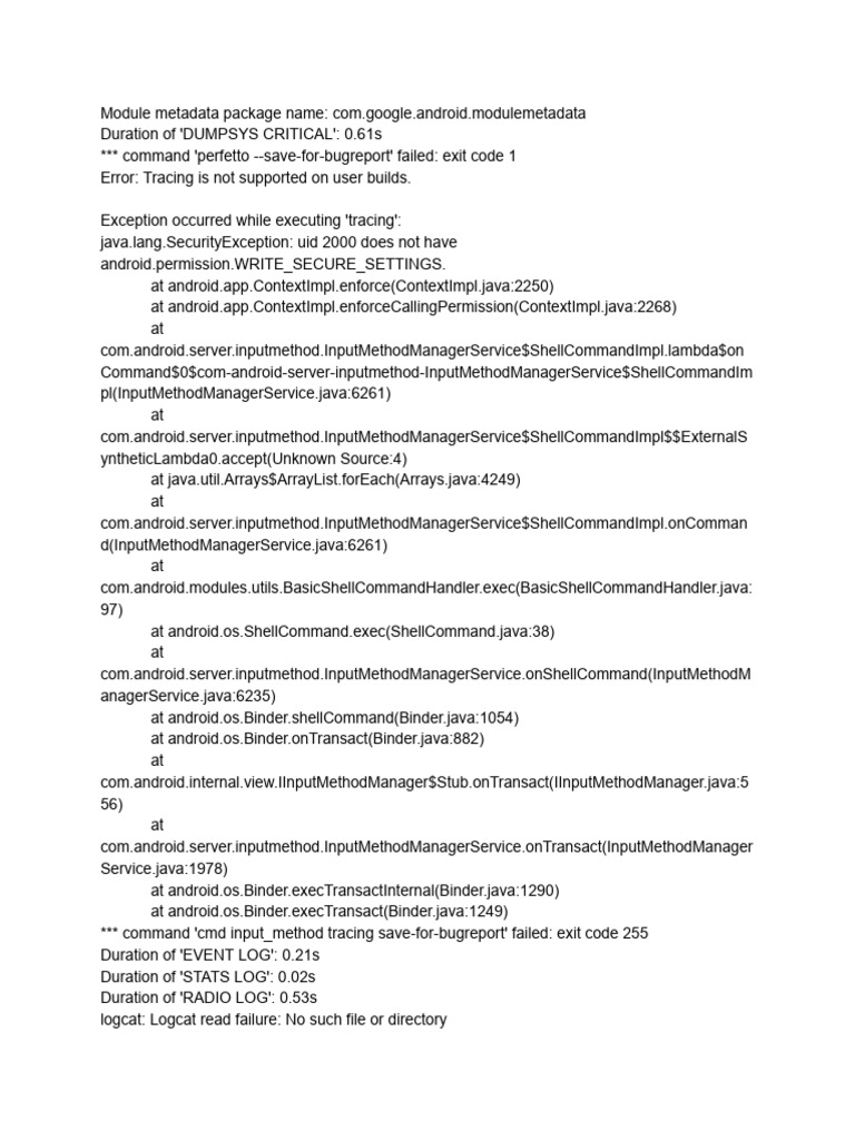 Bugreport Maltose - Global TP1A.220624.014 2023 12 01 00 19 02 Dumpstate - Log 13540 | PDF ...