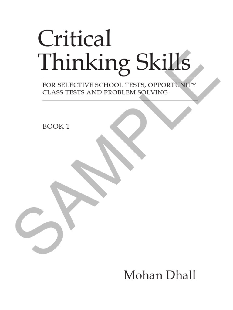 SAMPLE Critical Thinking Skills 1 | PDF | Argument | Logic