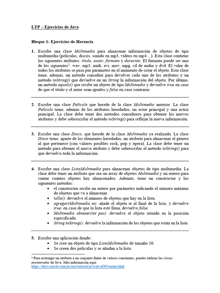 Ejercicios De Java Pdf Constructor Programación Orientada A